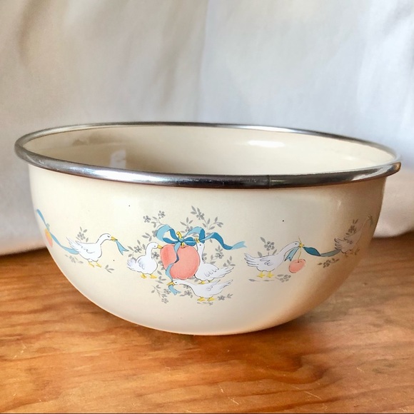 Accents | Vintage Country Geese Enamelware Bowl | Poshmark